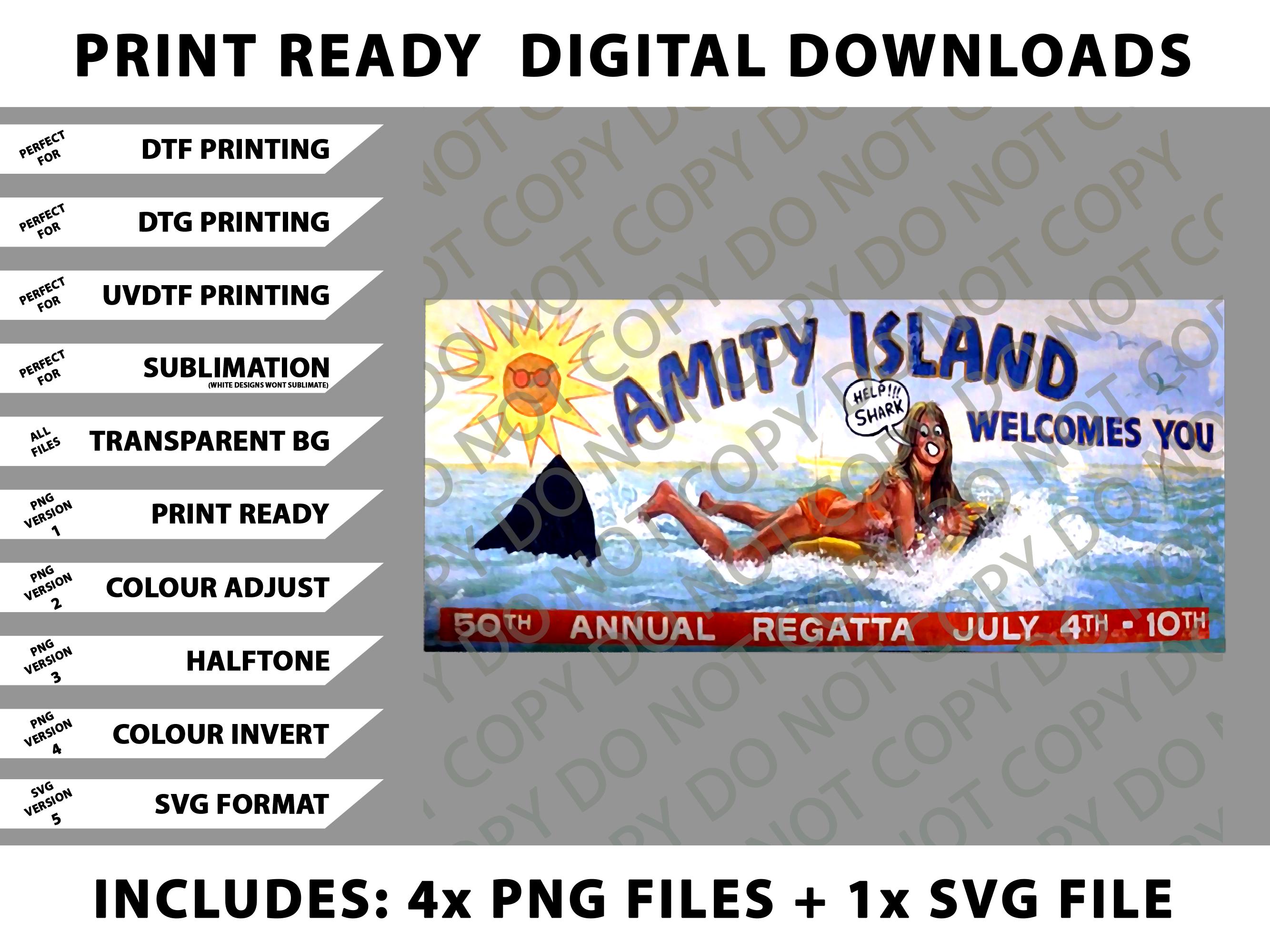 Amity Island, Jaws Shark Movie Png Bundle, SVG Files, Digital Downloads ...