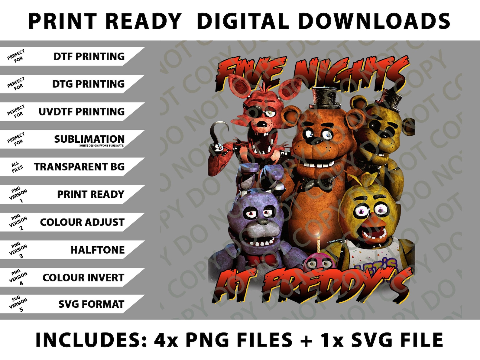 Five Nights at Freddy's, FNAF Png Bundle, SVG Files, Digital Downloads ...