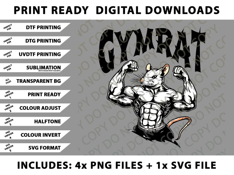 Gymrat Rat Muscles Png Bundle, SVG Files, Digital Downloads - Etsy