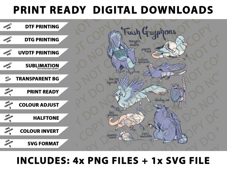 Trash Gryphons Collection Png Bundle, SVG Files, Digital Downloads - Etsy