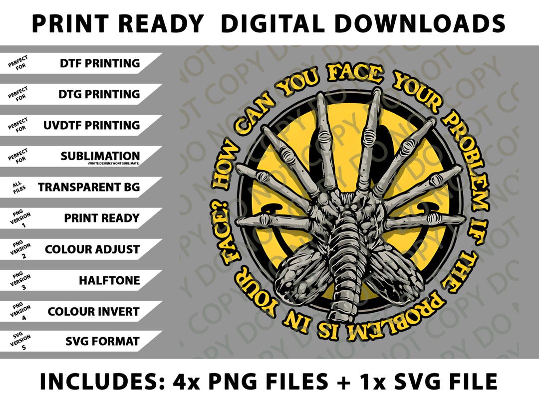 Face Hugger Alien Movie Parody Bold Graphic Design Png Bundle, SVG ...