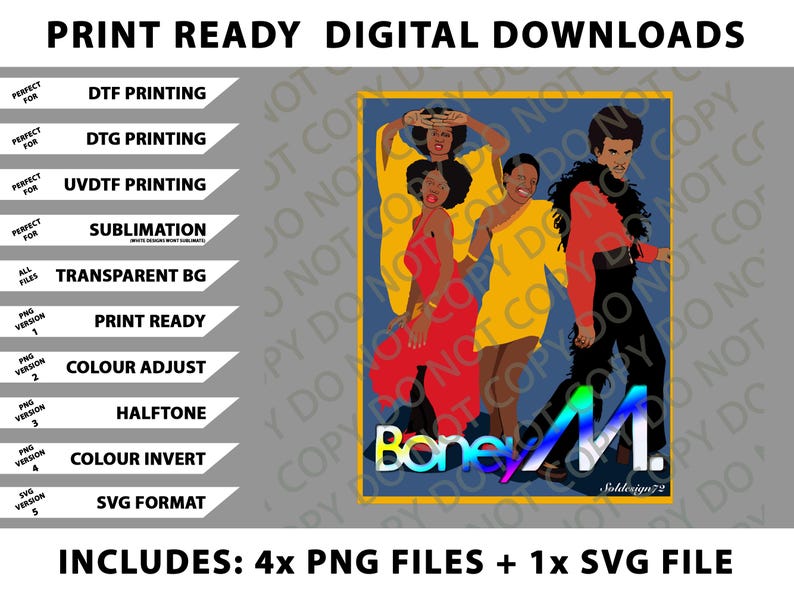 The M is Boney, 70s Disco Band Png Bundle, SVG Files, Digital Downloads ...