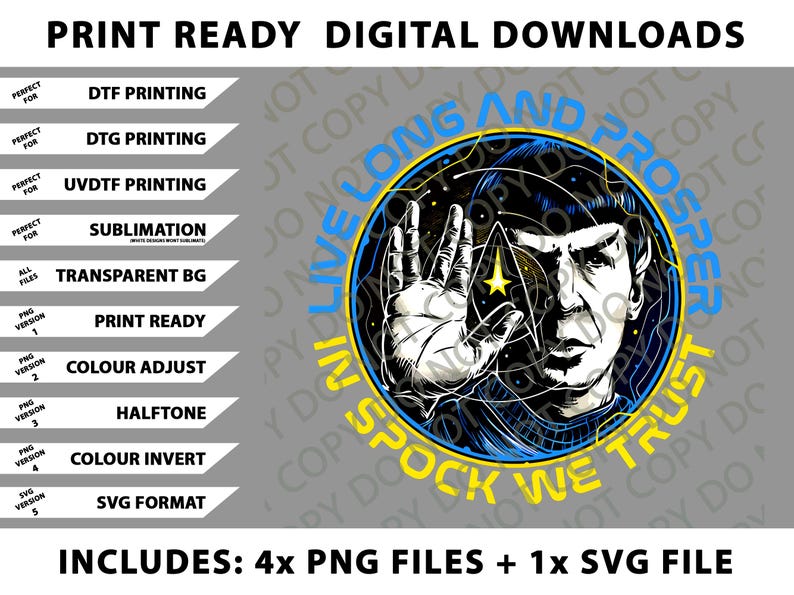 In Spock We Trust Vulcan Png Bundle, SVG Files, Digital Downloads - Etsy