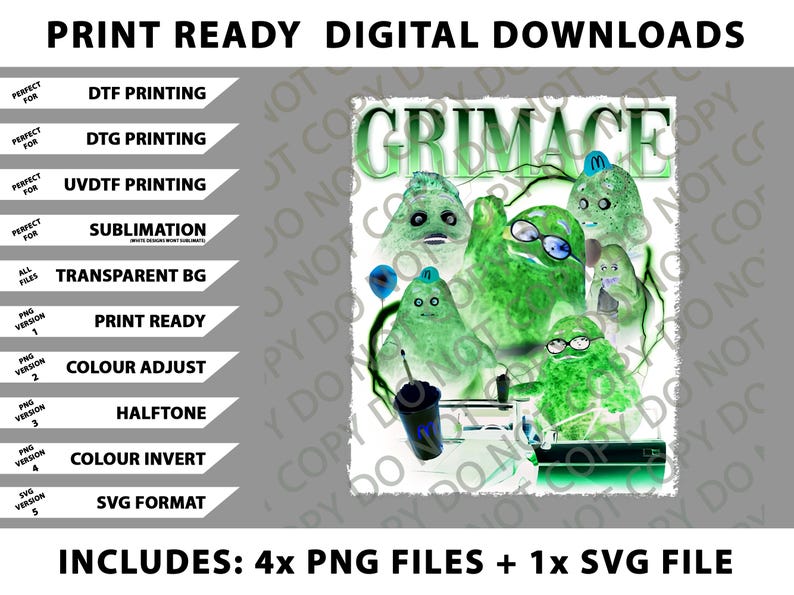 Grimace in 90s, Y2k Style Tribute Png Bundle, SVG Files, Digital ...