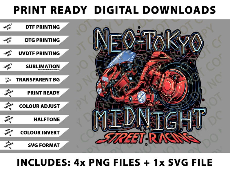 Neo Tokyo Midnight, Space Age Bike, Tron Png Bundle, SVG Files, Digital ...