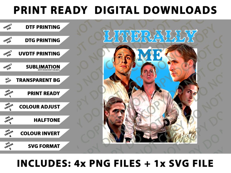 Literally Me (ryan Gosling) Png Bundle, SVG Files, Digital Downloads - Etsy