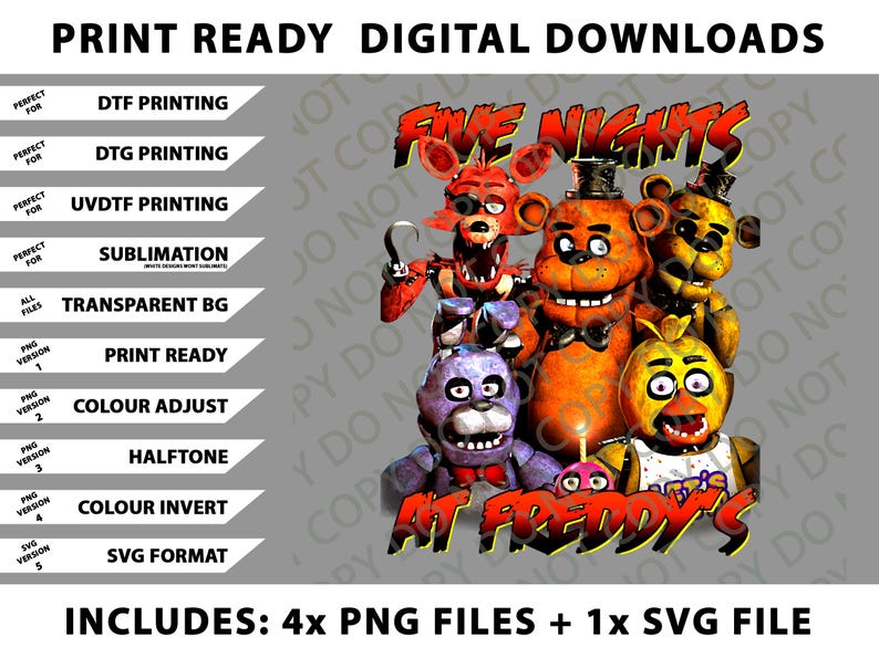 Five Nights at Freddy's, FNAF Png Bundle, SVG Files, Digital Downloads ...