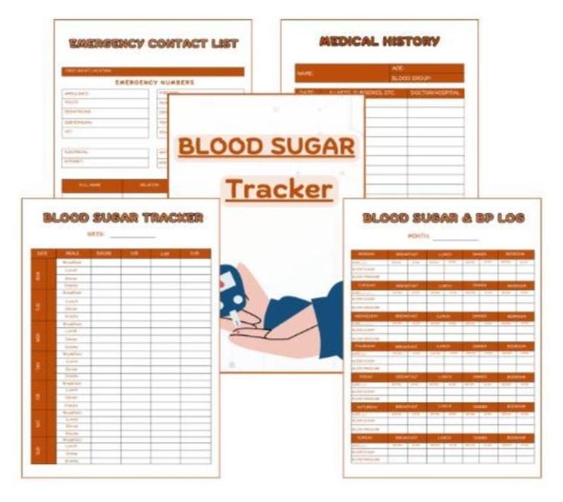 Blood Sugar and Health Tracker | Printable PDF Wellness Planner ...