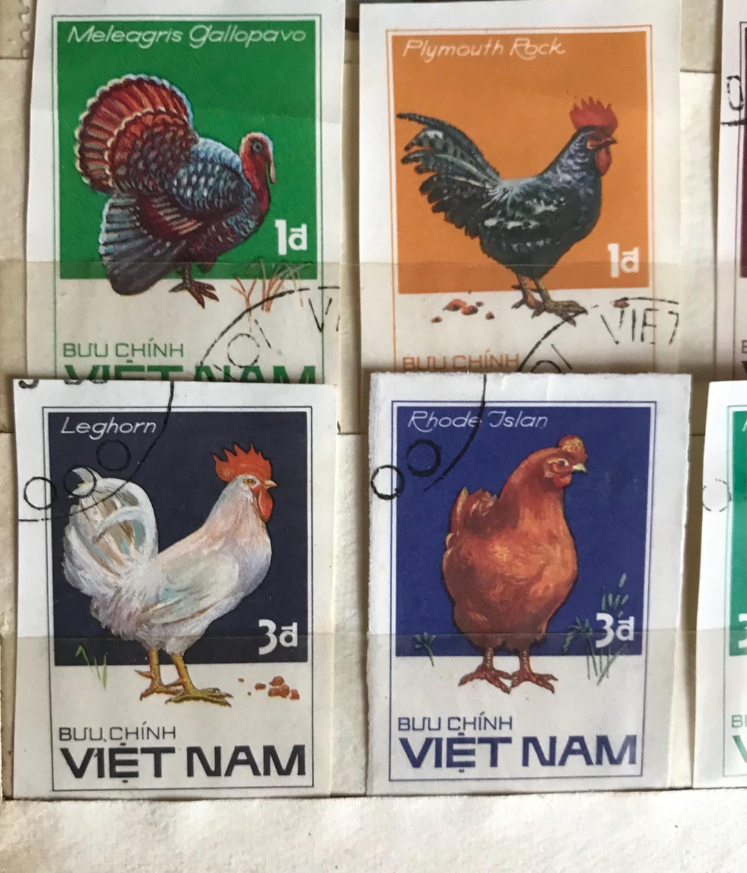 Vietnamese Postage Stamps Featuring Birds: Roosters, Chickens, and ...
