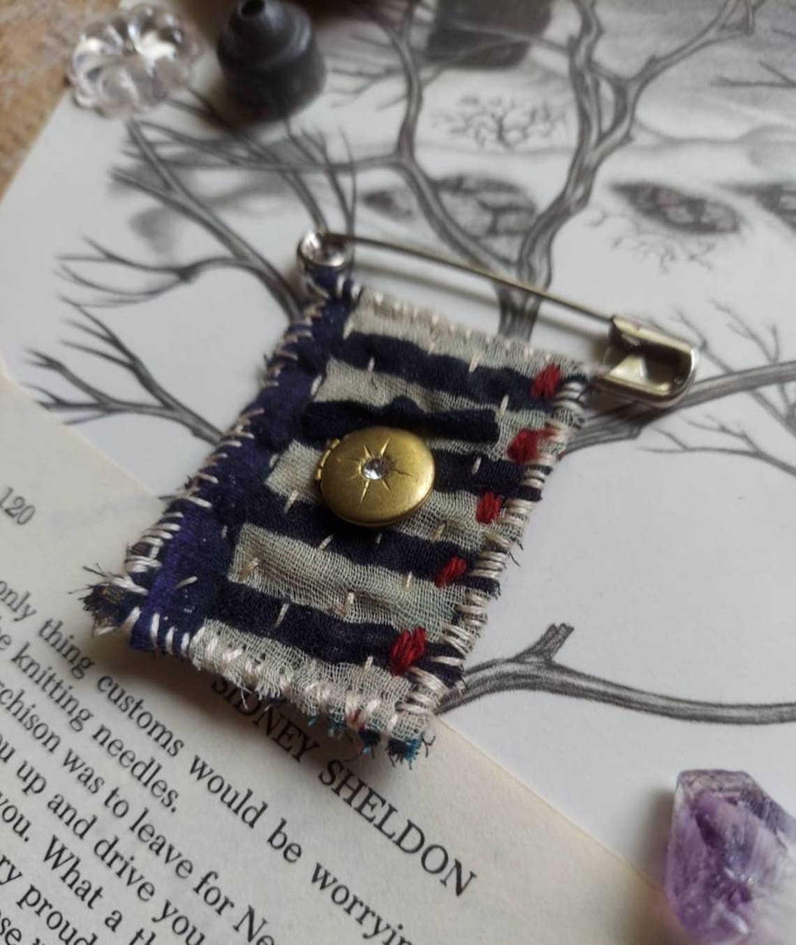 Locket Brooch Textile Art Brooch Textile Art Pin Vintage - Etsy
