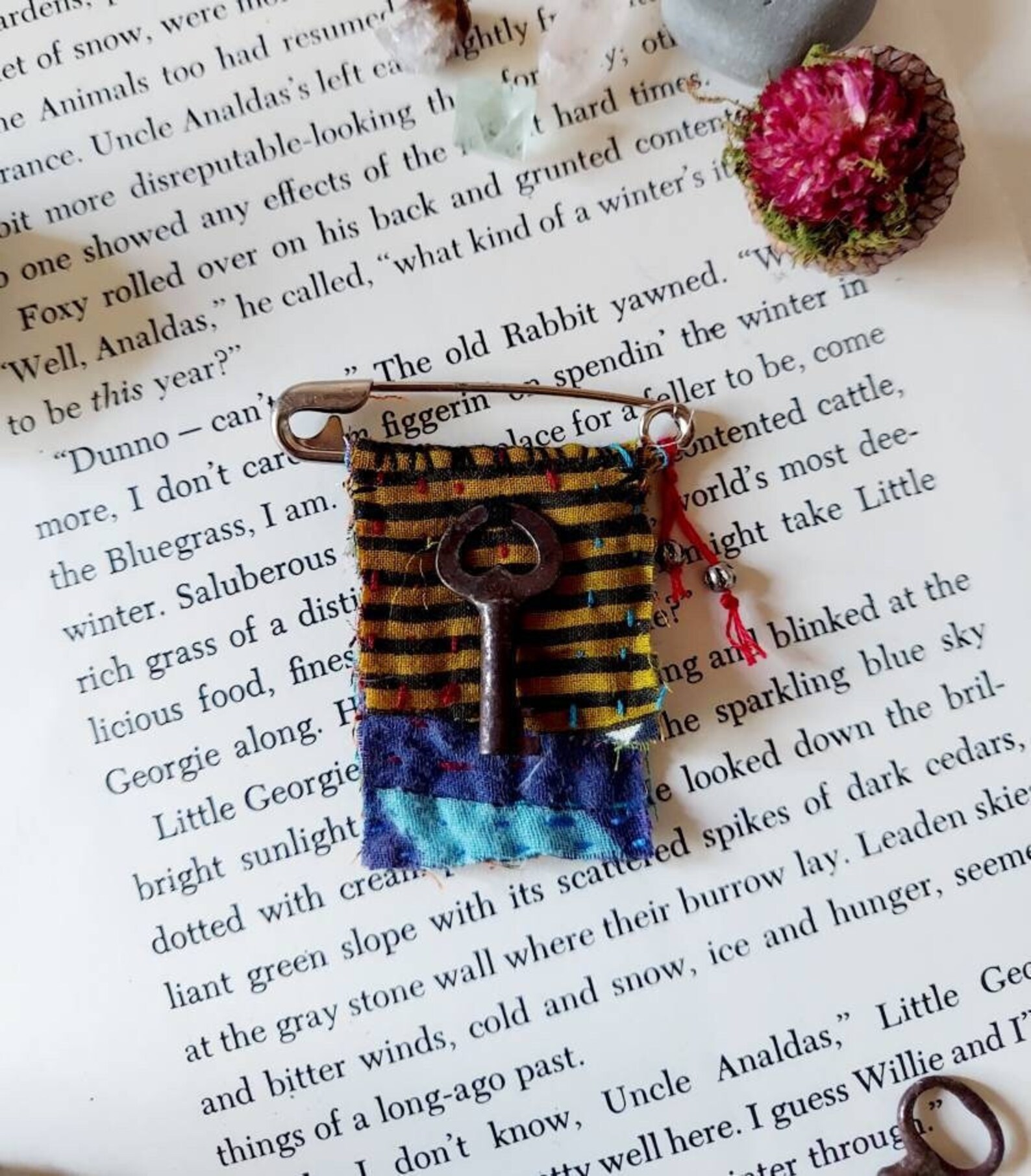 Textile Art Brooch Key Brooch Skeleton Key Brooch - Etsy