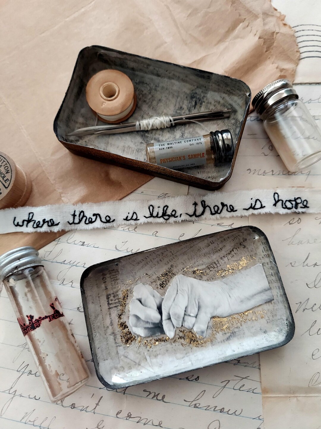 Hope and Life - Altered Photo Assemblage With Trinkets - Etsy
