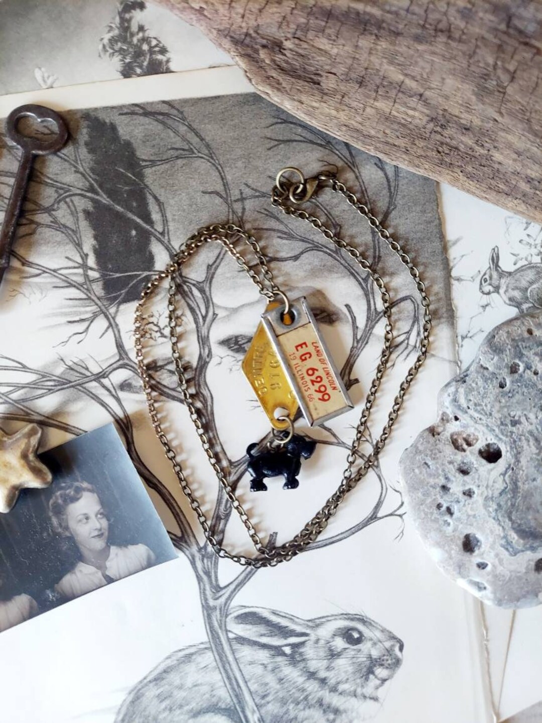 Assemblage Charm Necklace, Vintage Style, Charm Necklace, License Plate ...