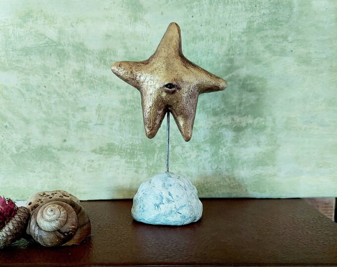 Star Sprite, Star Figure, Paper Clay Sculpture, Star Sculpture, Gold ...