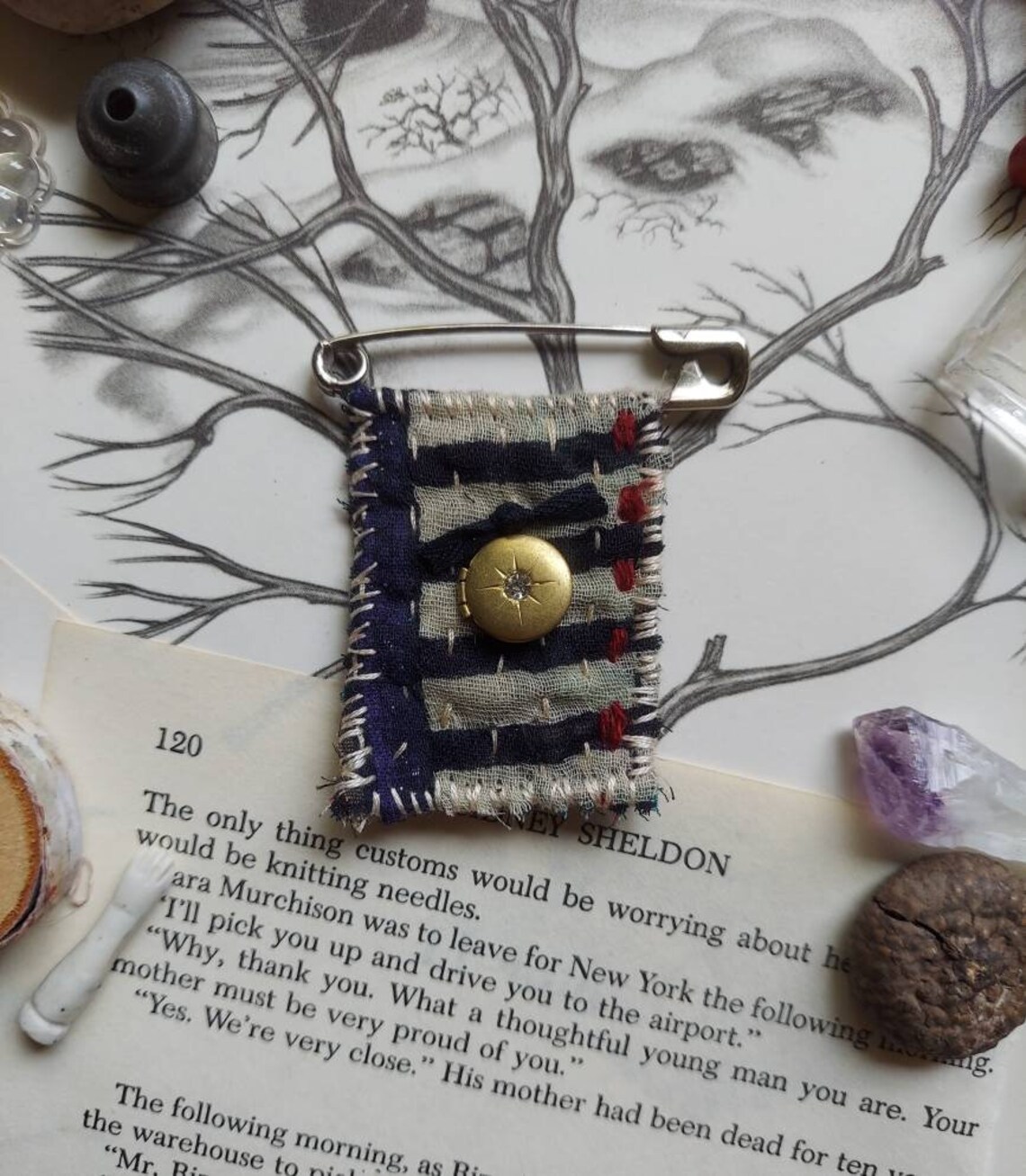 Locket Brooch Textile Art Brooch Textile Art Pin Vintage - Etsy