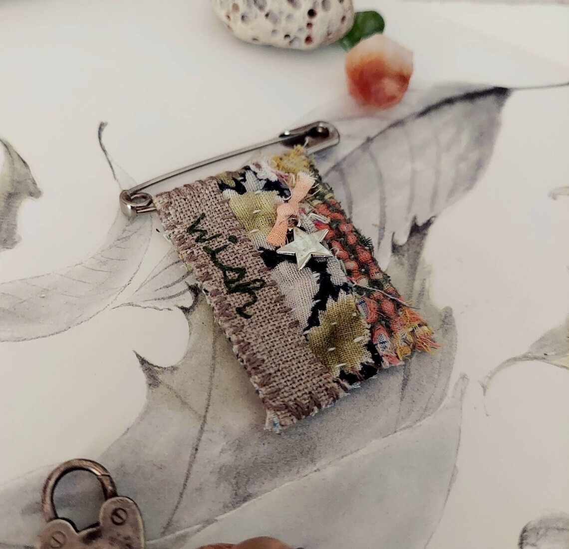 Textile Art Brooch Slow Stitch Brooch Vintage Button Brooch - Etsy