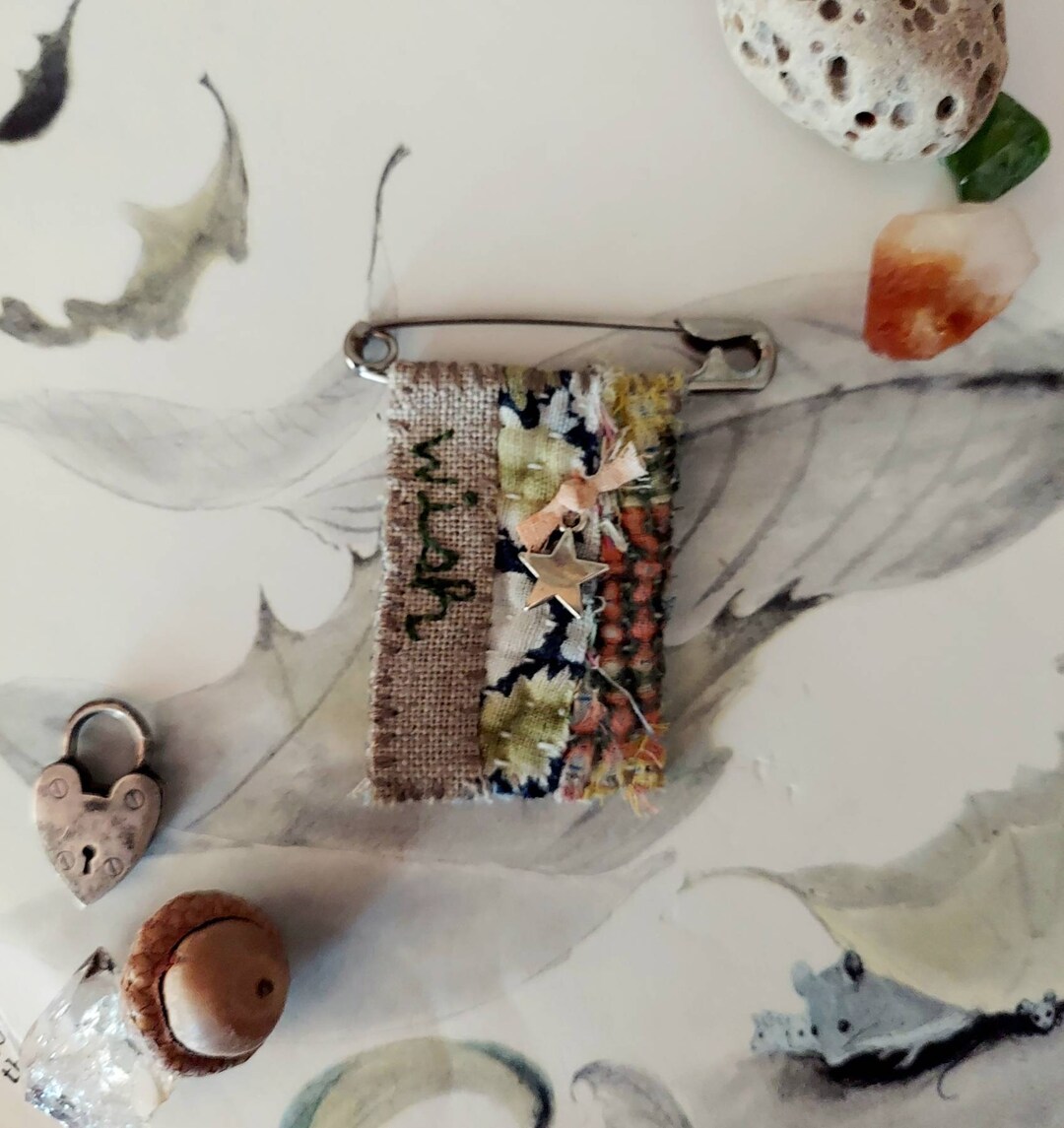 Textile Art Brooch, Slow Stitch Brooch, Vintage Button Brooch ...