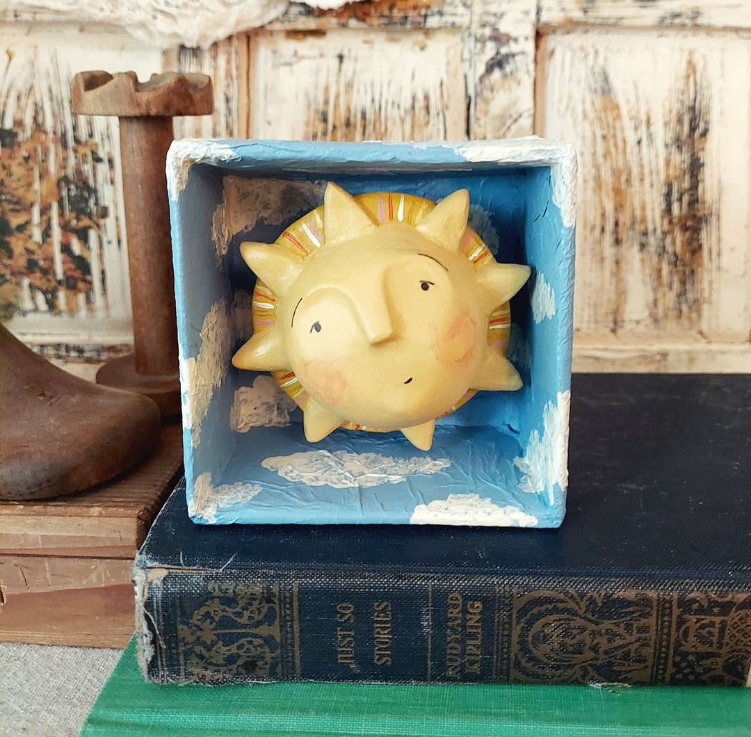 Paperclay Sun Shadow Box Figure - Etsy