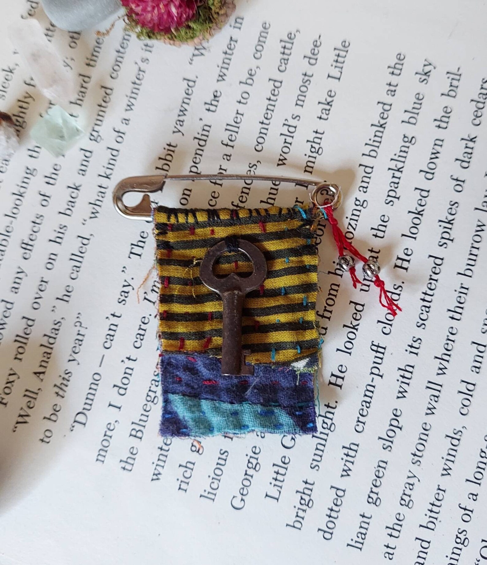Textile Art Brooch Key Brooch Skeleton Key Brooch - Etsy