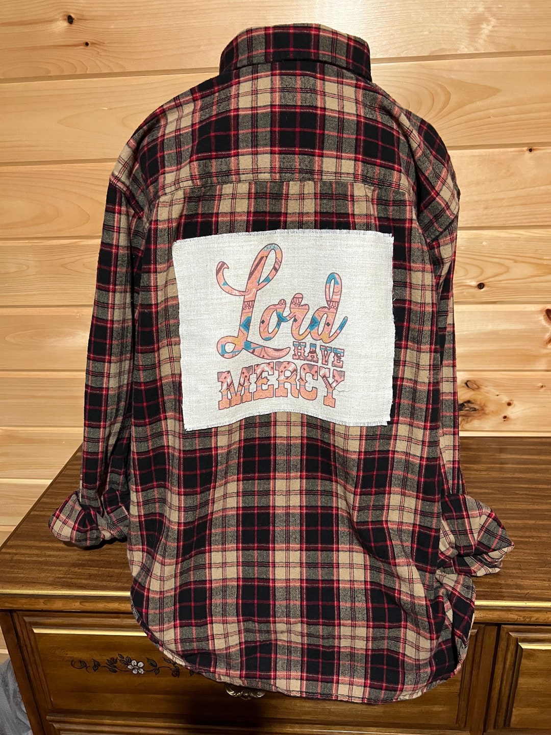 Lord Have Mercy…patches & Flannels, Men's Vintage, Oversized,black,red ...