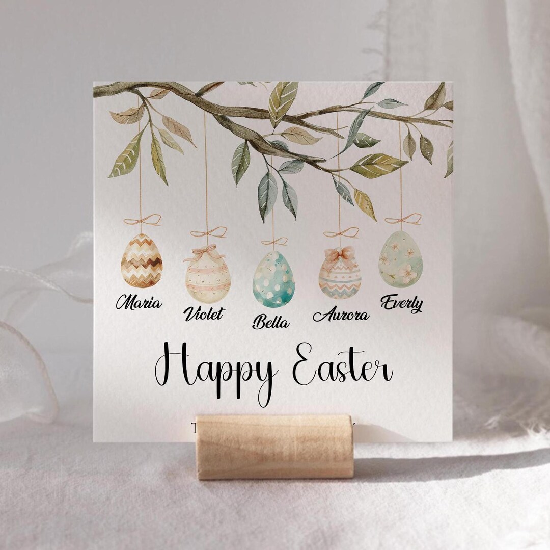 Personalised Easter Family Card, Special Family Card, Card With Names ...