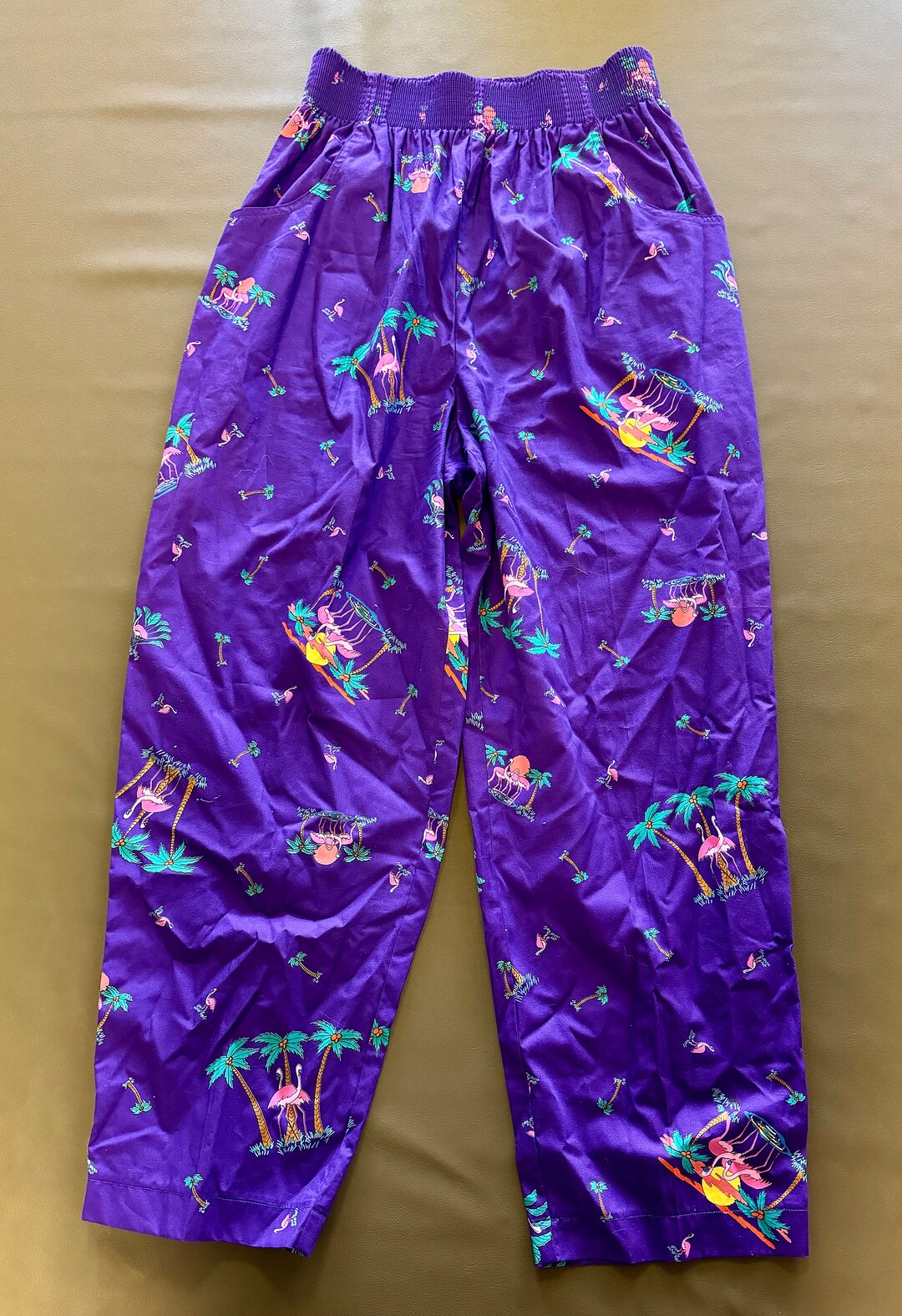 Vintage Alexander Campbell Flamingo Purple Cotton Pants 8 - Etsy