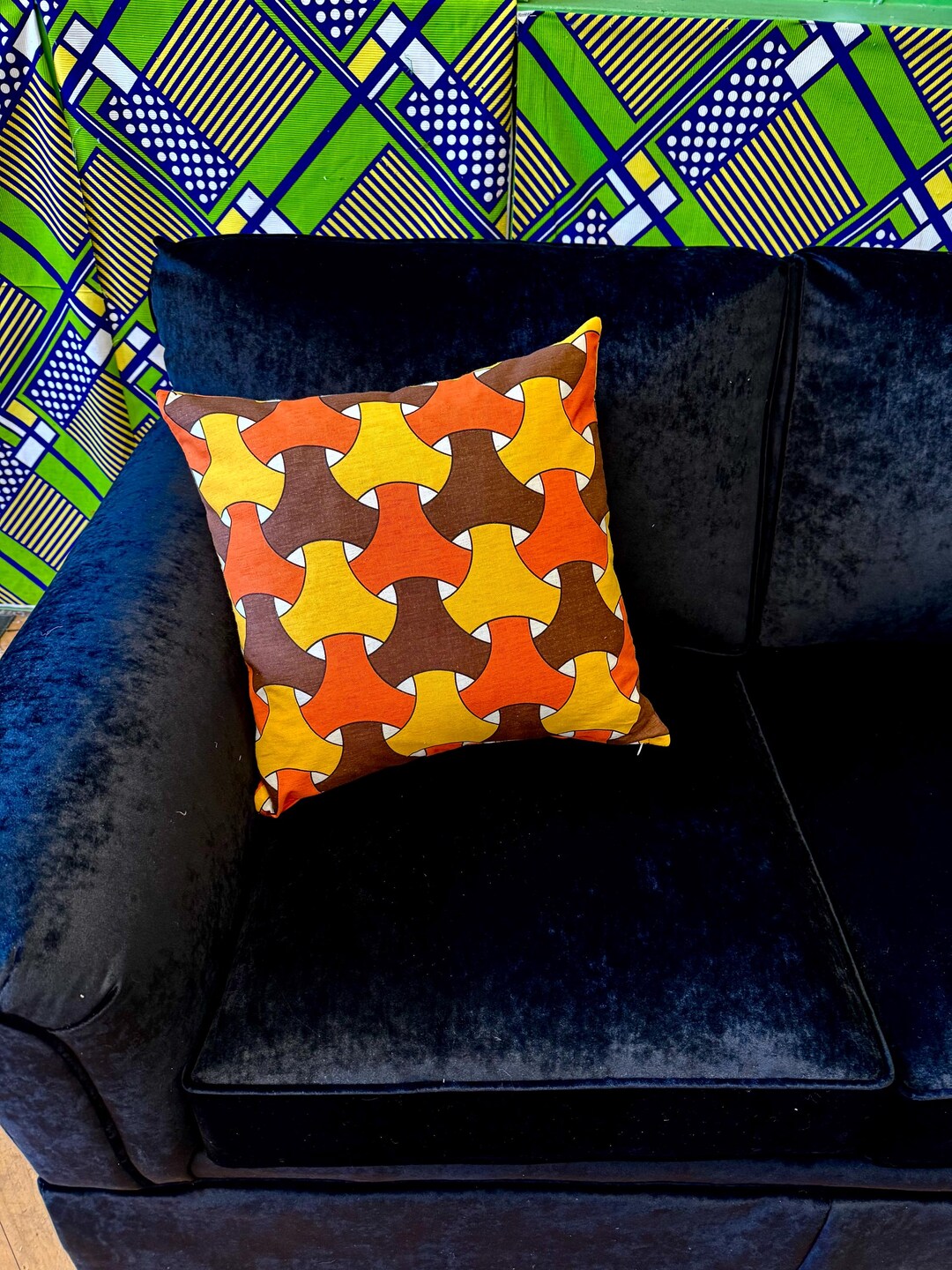 Vintage 1970’s MCM Yellow Orange Abstract Pillow Cover Case 18 ...