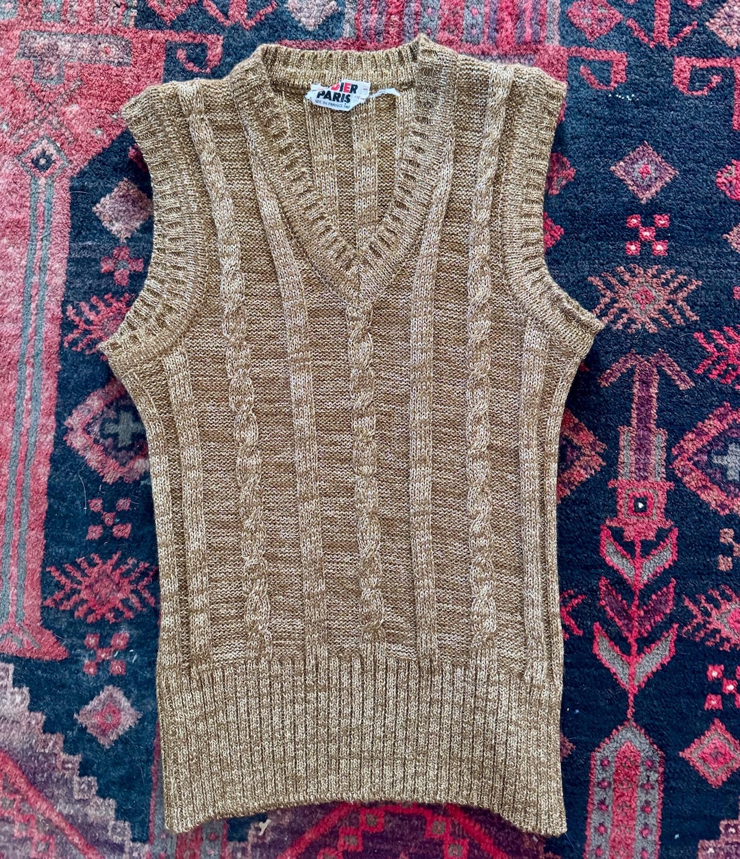 Vintage 1970’s Rodier Paris Metallic Top V-neck Hippie Sleeveless ...