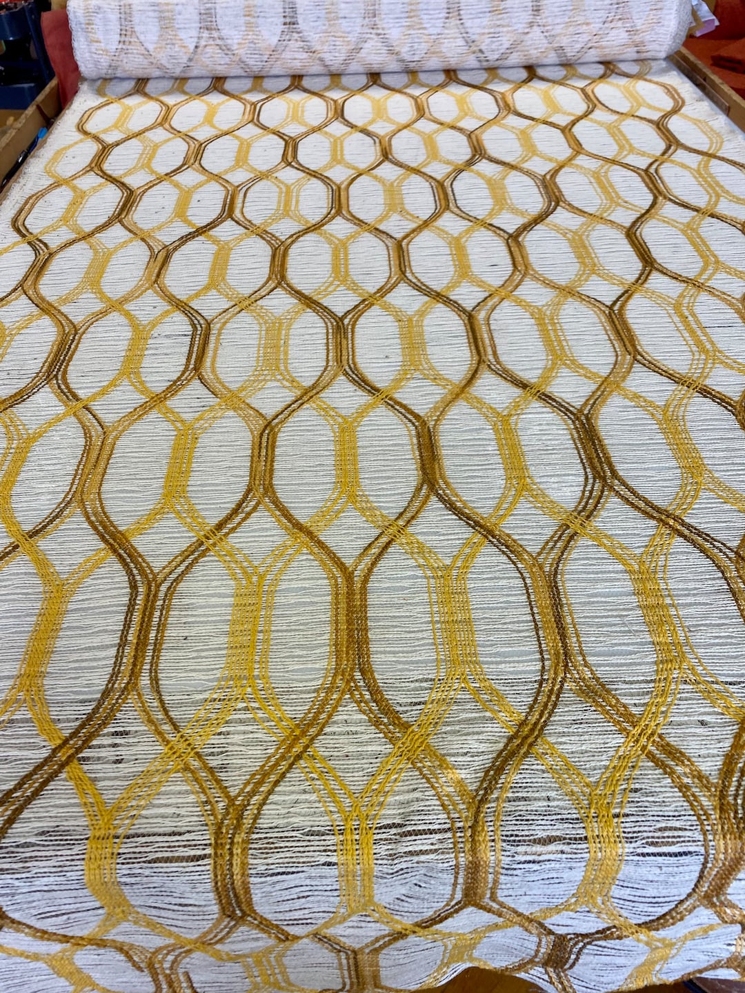 Vintage 1960’s-70’s MCM Loose Open Weave Drapery Beige Gold Brown ...