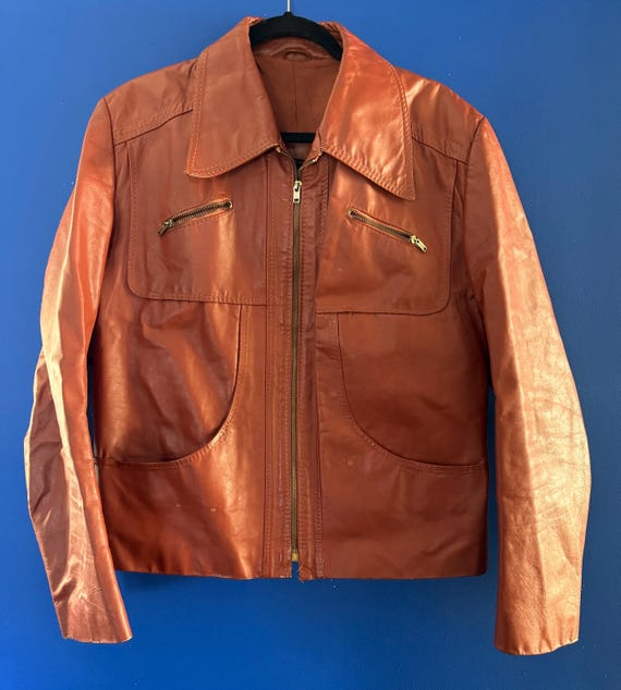 Vintage 1970’s Men’s Brown Leather Jacket Vany by Arc… - Gem