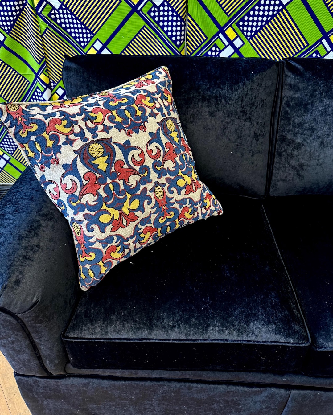 Vintage 1970’s Linen Floral Screen Print Pillow Cover Case 20” Handmade ...