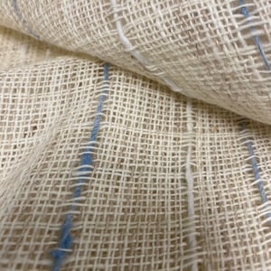 Vintage 1960’s-70’s Loose Open Weave Drapery Fabric Blue White Striped ...