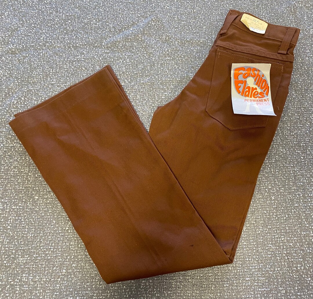 Vintage 1970s Fashion Flares Brown Jeans Boot Cut Bellbottom Pants Boys ...