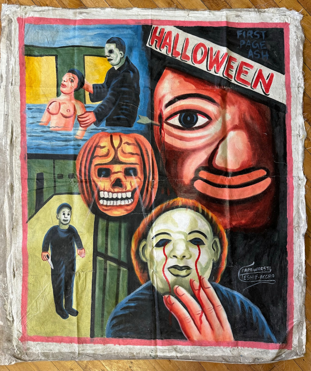 HALLOWEEN Hand Painted Ghanaian Movie Poster Papa Warsti Ghana Teshie ...