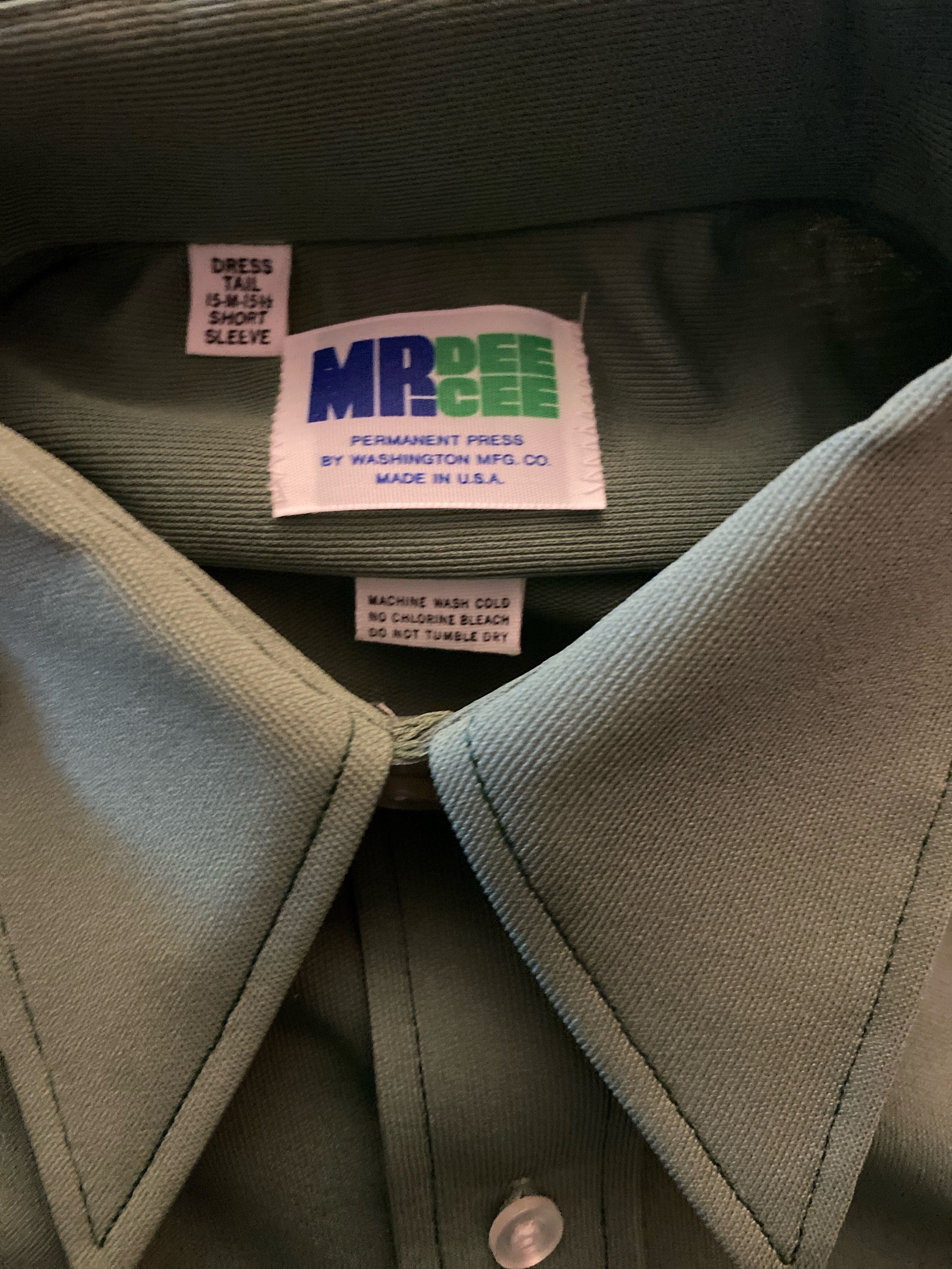 Vintage Mens 1970s Green Mr. Deecee Knit Sports Shirt Dagger Collar Old Stock Tags Playboy 15-15 ...