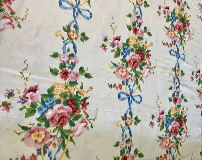 Vintage 1980’s Jay Yang Design Pastel Floral Dot Stripe Drapery Fabric ...