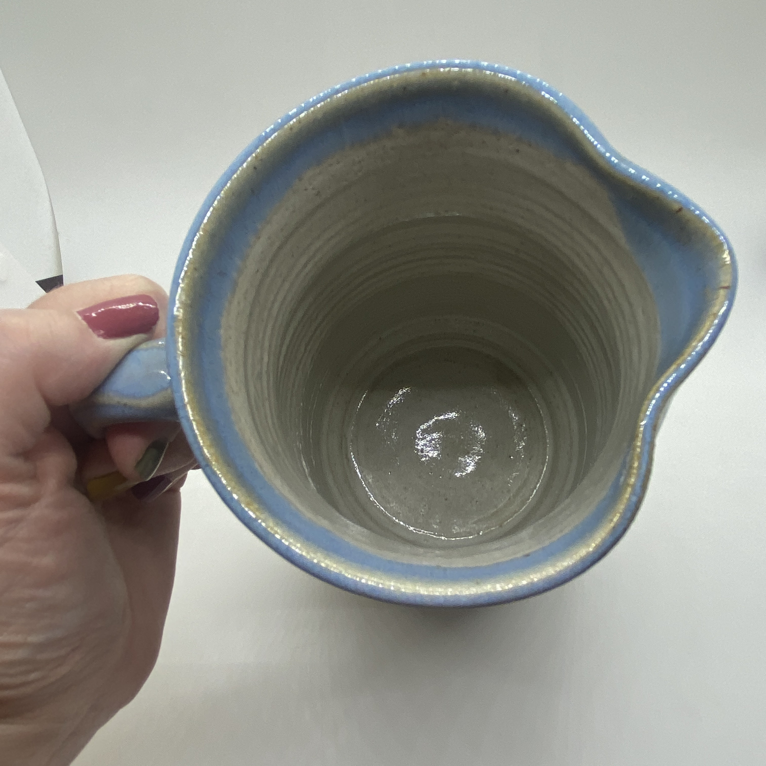 Vintage Studio Pottery Pitcher-blue & White-pat Look Signed-water Jug ...
