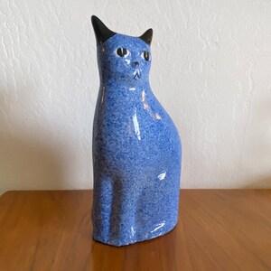 Vintage Cat Figurine/statuette-blue Ceramic-circa 1980s - Etsy