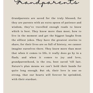 Grandparents Poem Print – A4/A5 Size, Framed or Unframed | Thoughtful ...