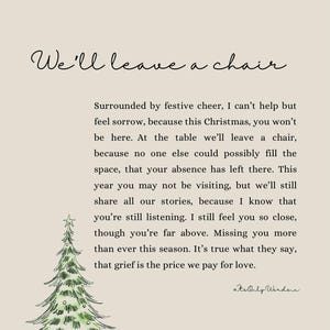 We’ll Leave a Chair” Digital Poem Print | Grieving at Christmas ...