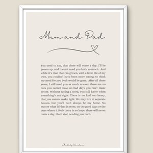 Personalized Mum and Dad Poem Print: Sentimental Family Gift - Etsy UK