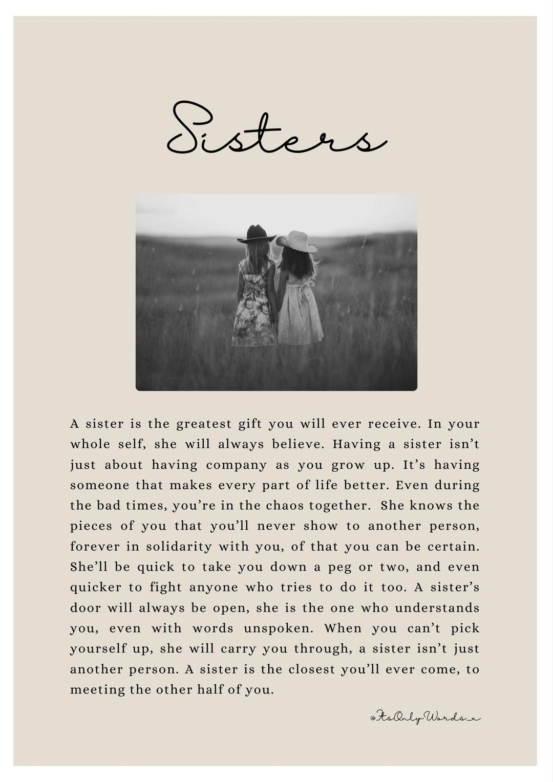 Custom Sisters Poem Print: Personalized Photo Gift, A4/A5 - Etsy