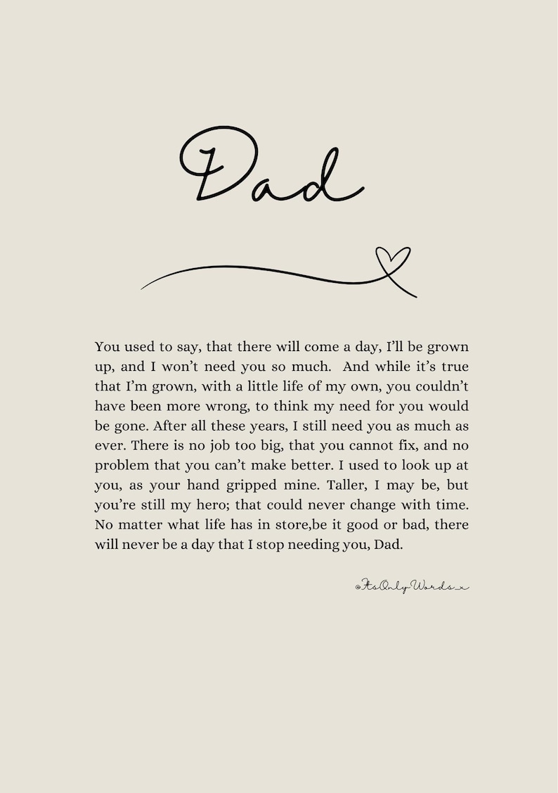 Heartfelt Dad Poem Print: Sentimental Gift (digital Download) - Etsy