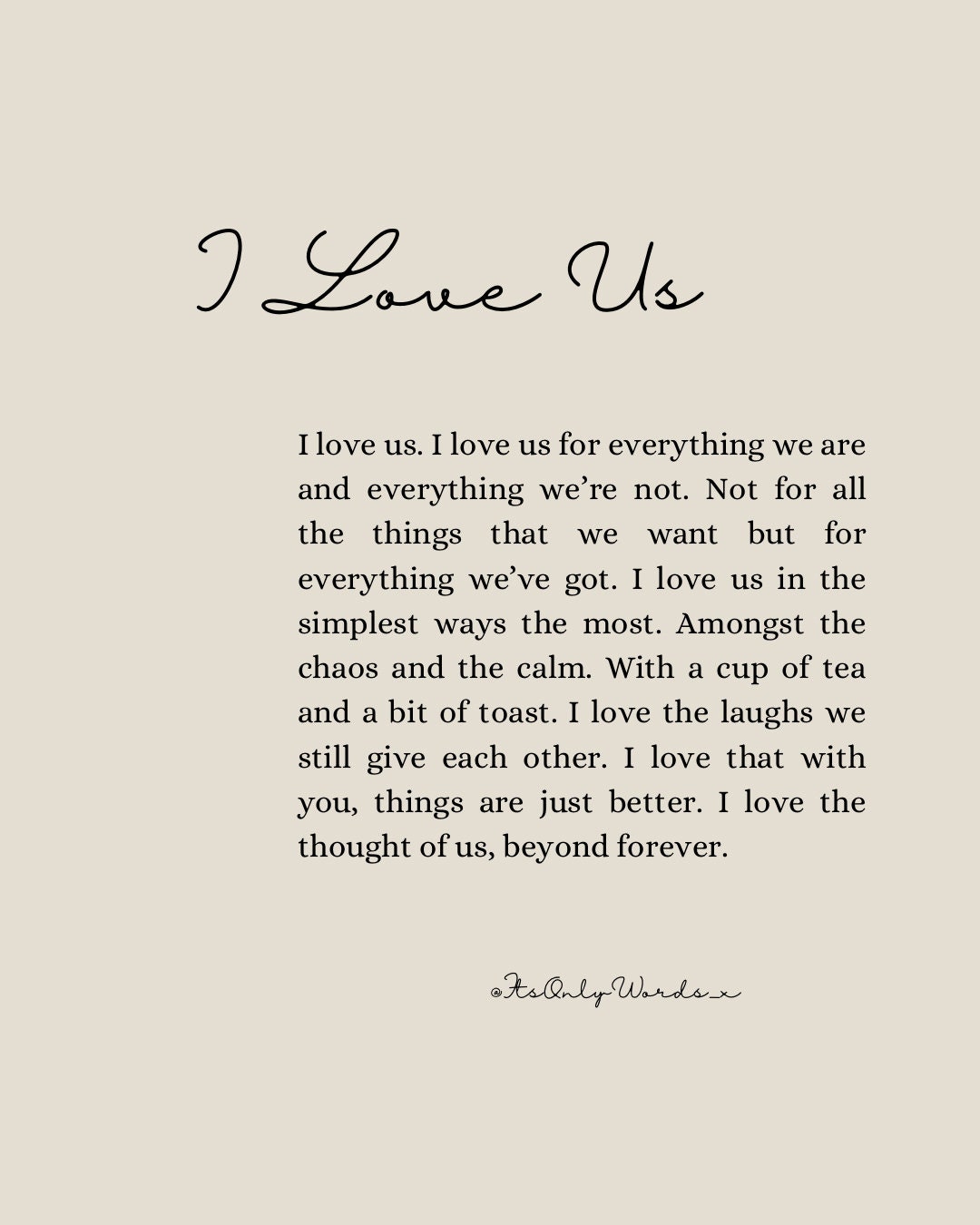 I Love Us Poem Print | Romantic Love Poem Wall Art | 260gsm Premium ...