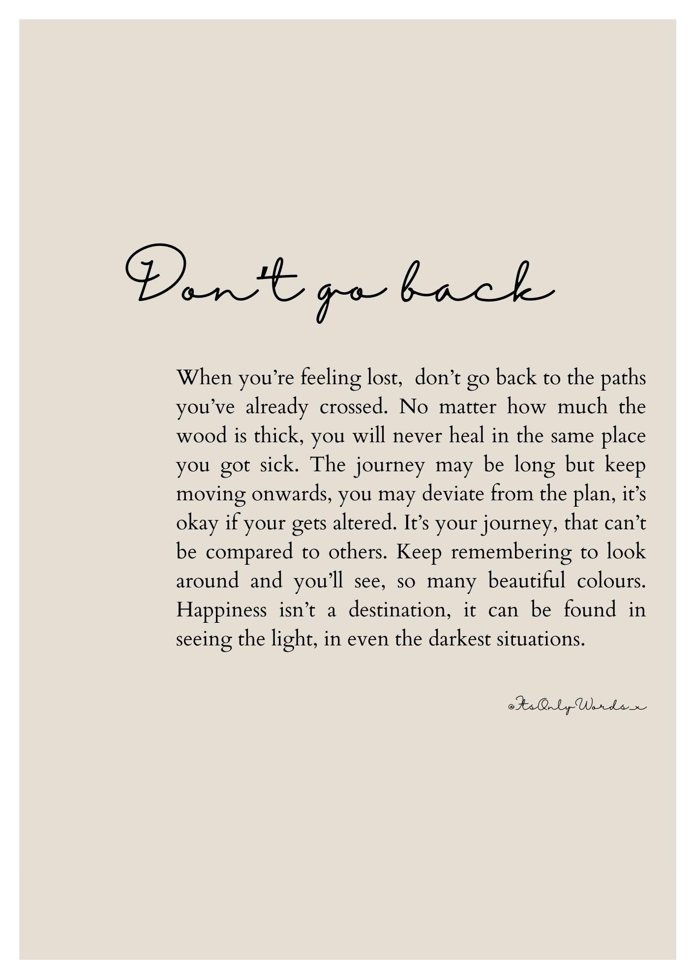 Dont Go Back Digital Download Inspirational Poem Print Motivational ...