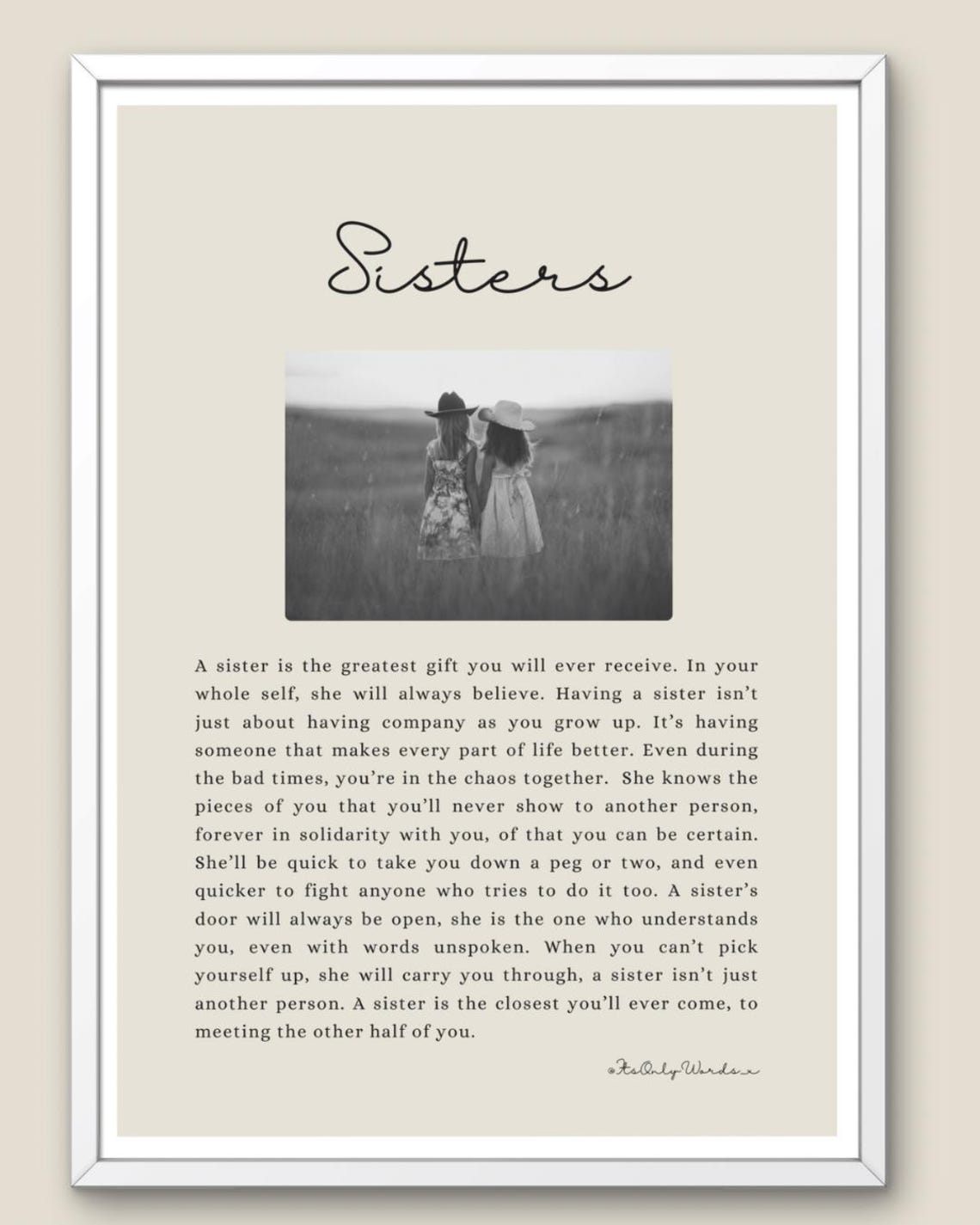 Custom Sisters Poem Print: Personalized Photo Gift, A4/A5 - Etsy UK