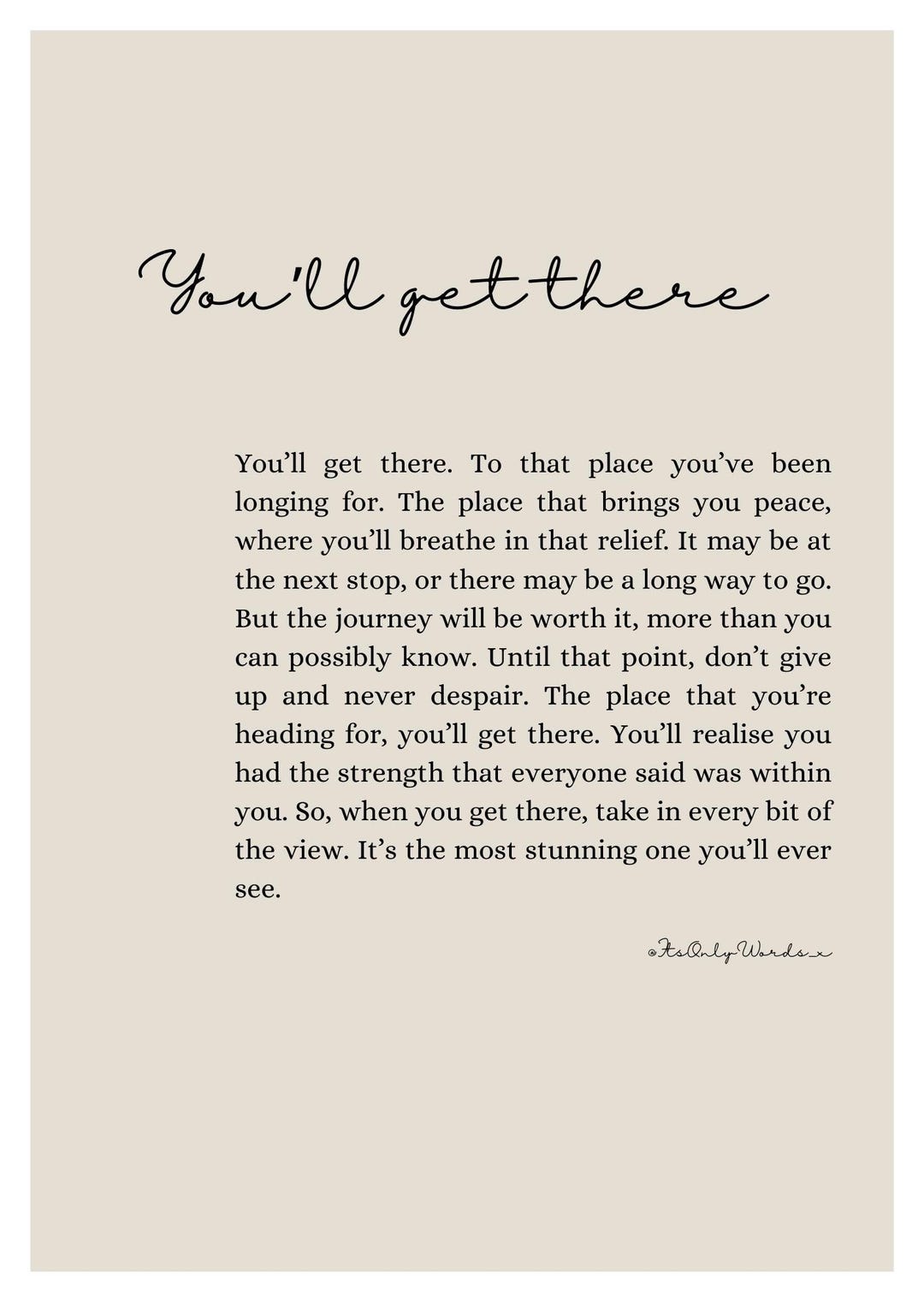 You'll Get There Poem Print: Motivational Wall Art (A4/A5) - Etsy
