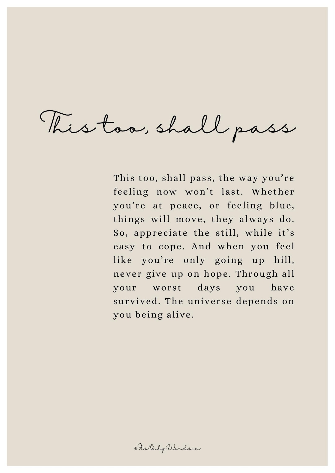 This Too Shall Pass Poem Print | A4/A5 | Comforting Wall Art for Grief ...