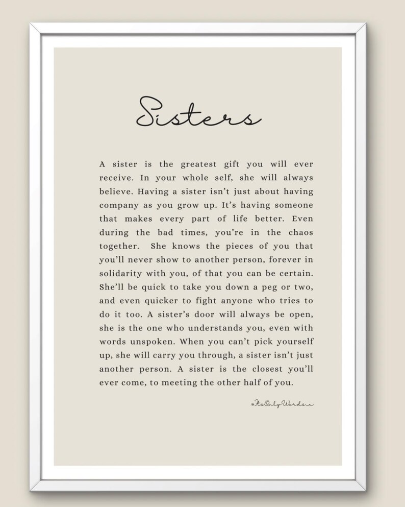 Sisters Poem Print 2 - Etsy