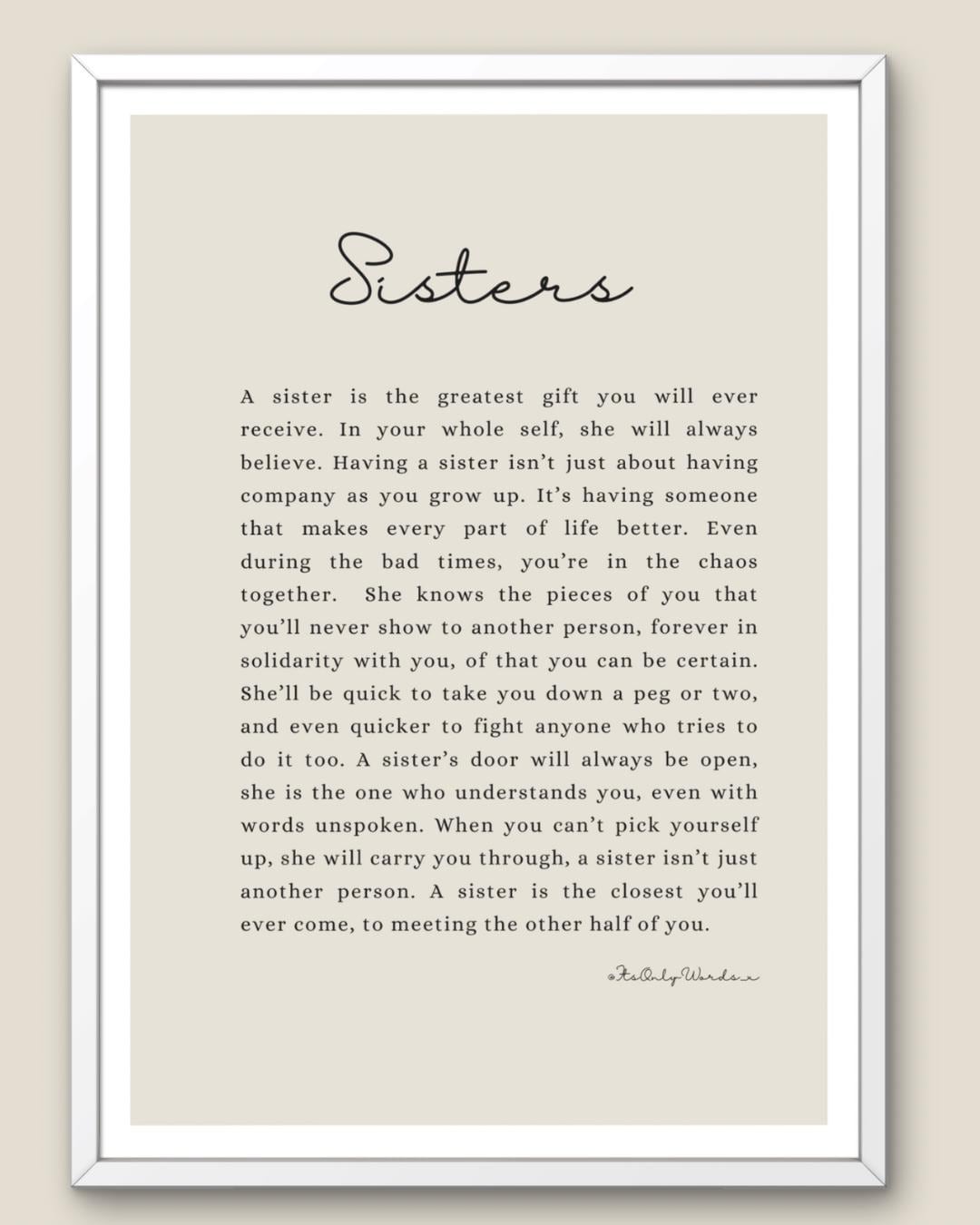 Sisters Poem Print 2 - Etsy